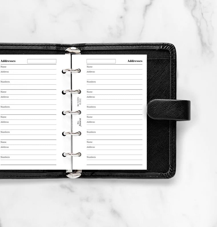 Name, Address And Telephone Number Refill Mini - Filofax – Filofax AP